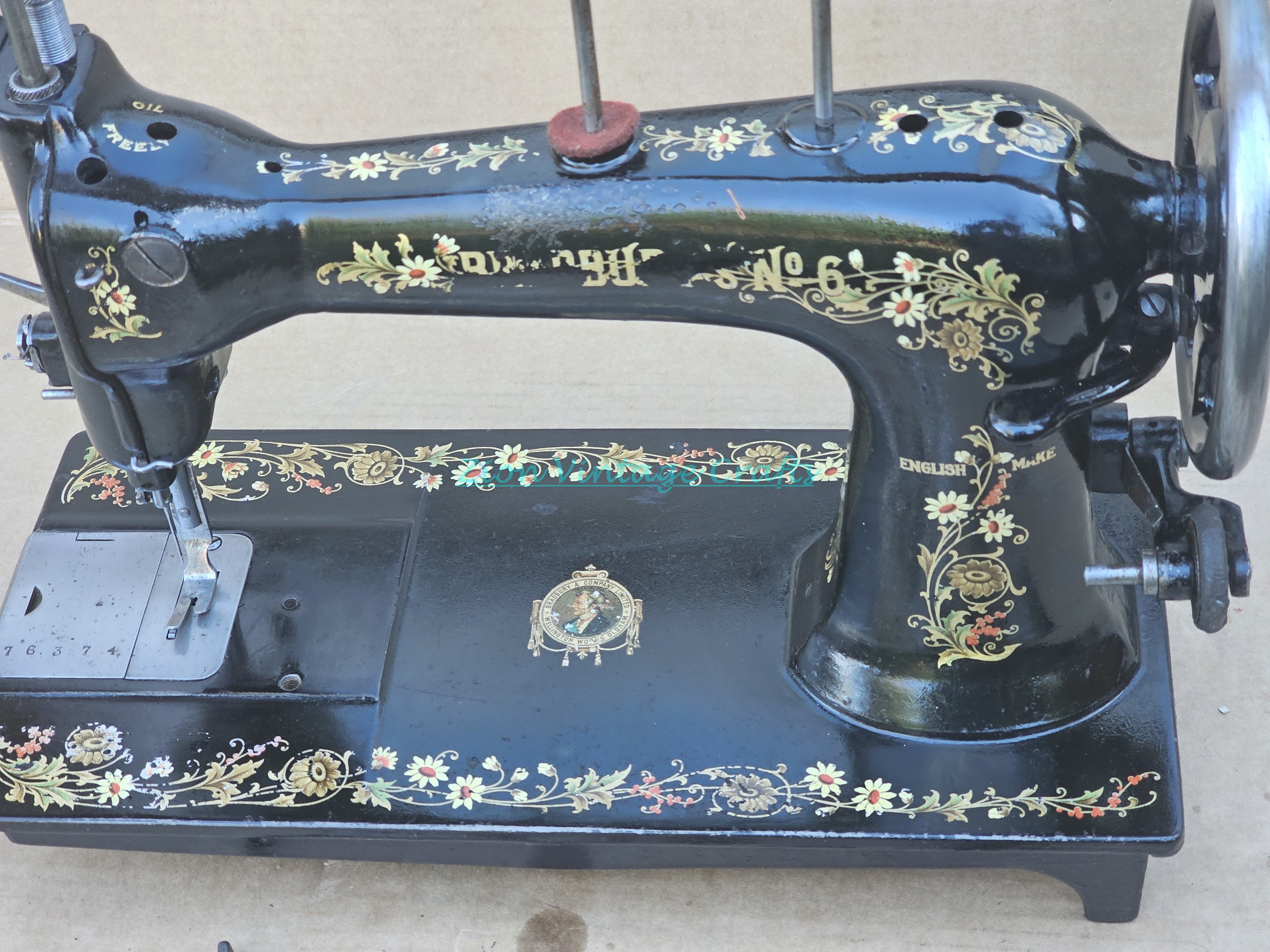 Antique Bradbury No. 6 Sewing Machine Treadle Head With the Duke Trade ...