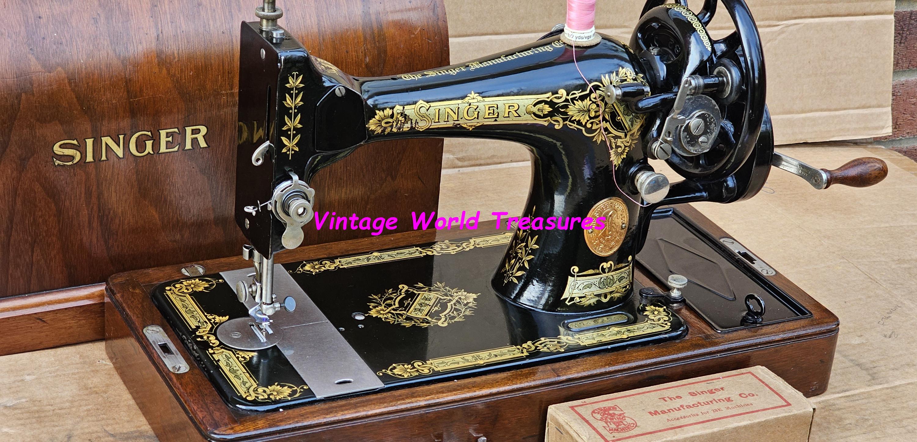 Vintage Singer 28K Hand Crank Sewing Machine With Bentwood Case - Etsy