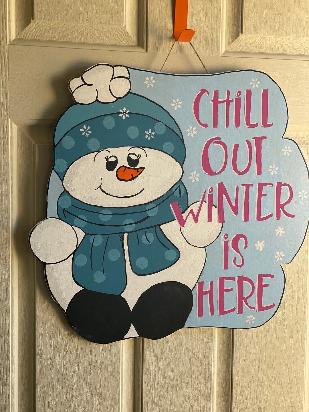 Hand Painted Snowman Door Hanger 20 X 20 X 1 - Etsy