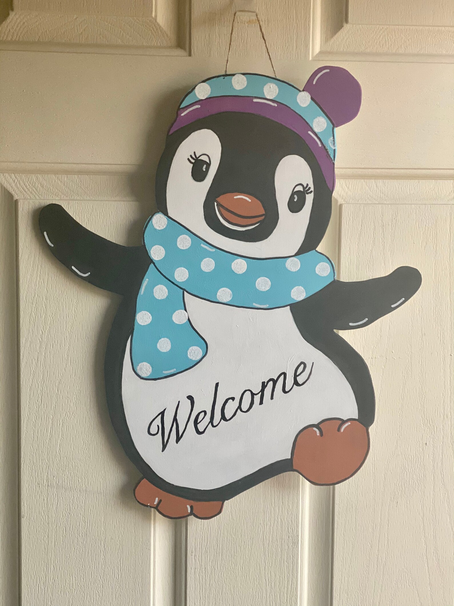 Welcome Penguin Door Hanger customizable - Etsy