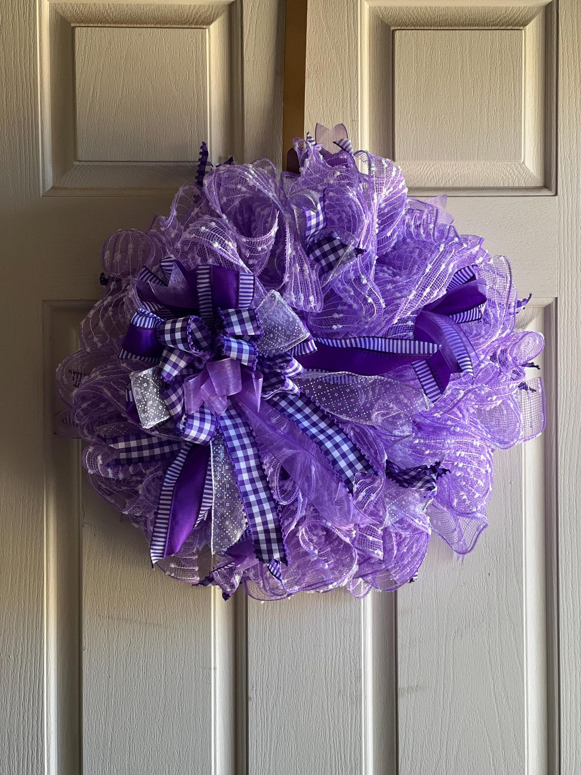 Snow Ball Deco Mesh Wire Wreath, Ribbon - Etsy