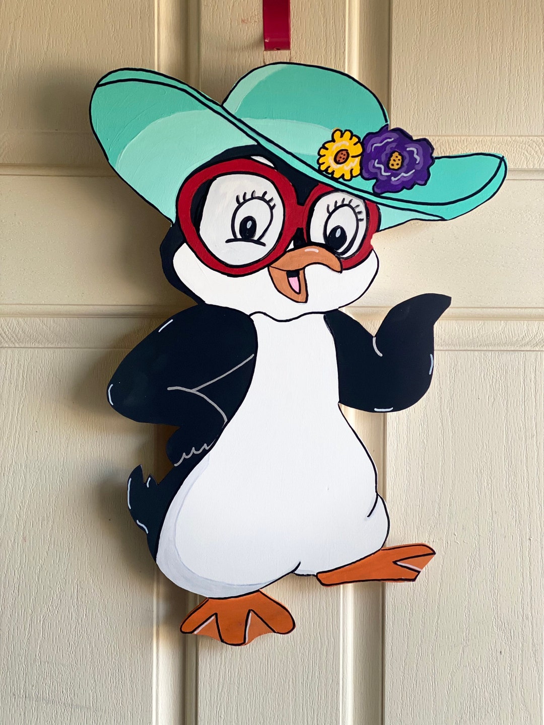 Happy Summer Penguin With Hat Door Hanger or Wall Sign - Etsy