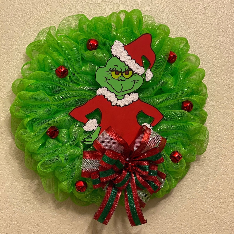 Grinch Christmas Wreath - Etsy