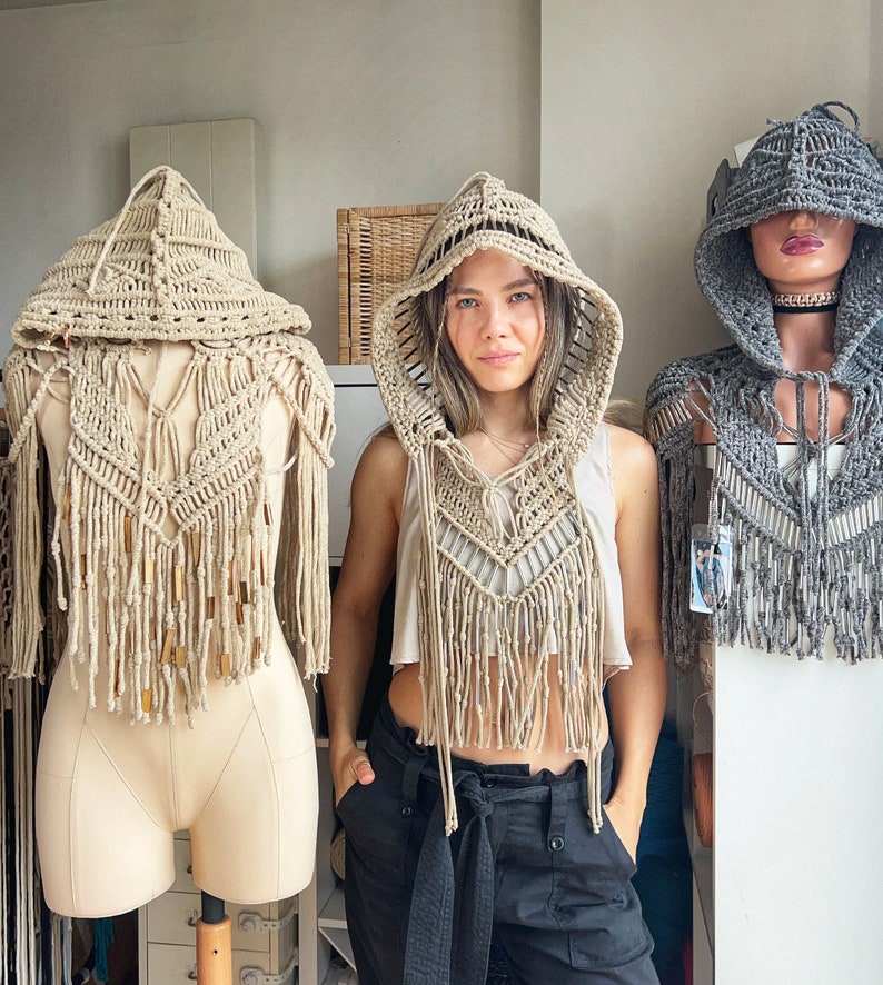 Macrame Hood for Beach Festival Party Costume - Etsy