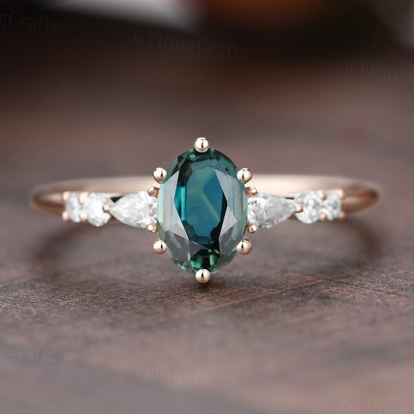 Teal Diamond Ring - Etsy