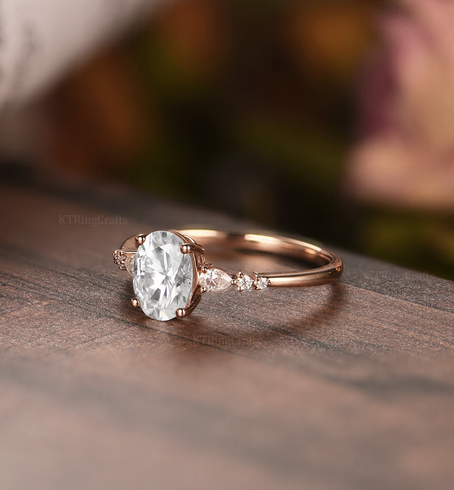 Oval Cut Moissanite Engagement Ring,stacking Ring.14k/18k Rose Gold ...