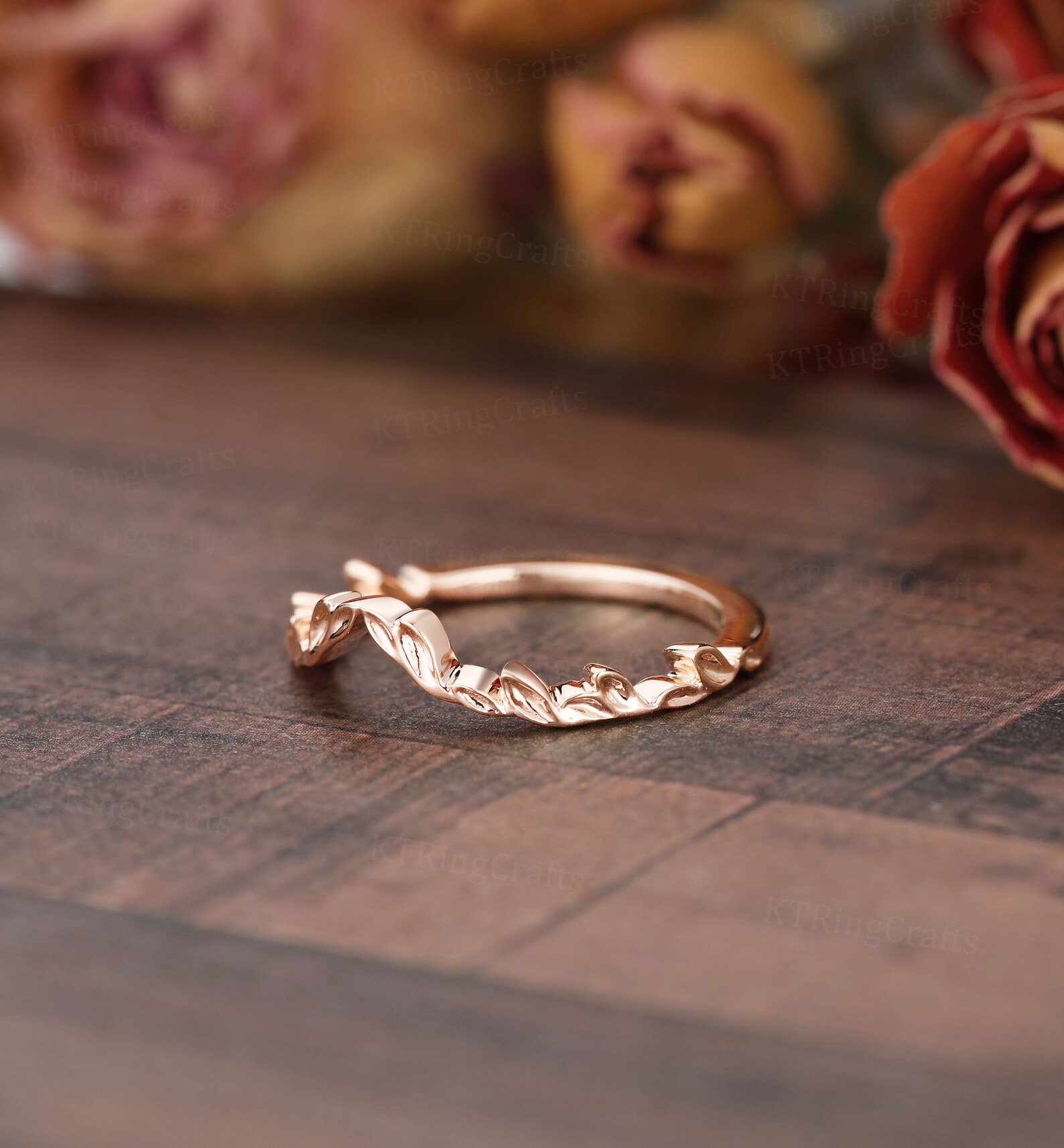 Plain Gold Curved Wedding Band Leaf Branch Wedding Ring - Etsy