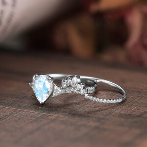 Antique Moonstone Engagement Ring Setpear Moonstone Infinity - Etsy