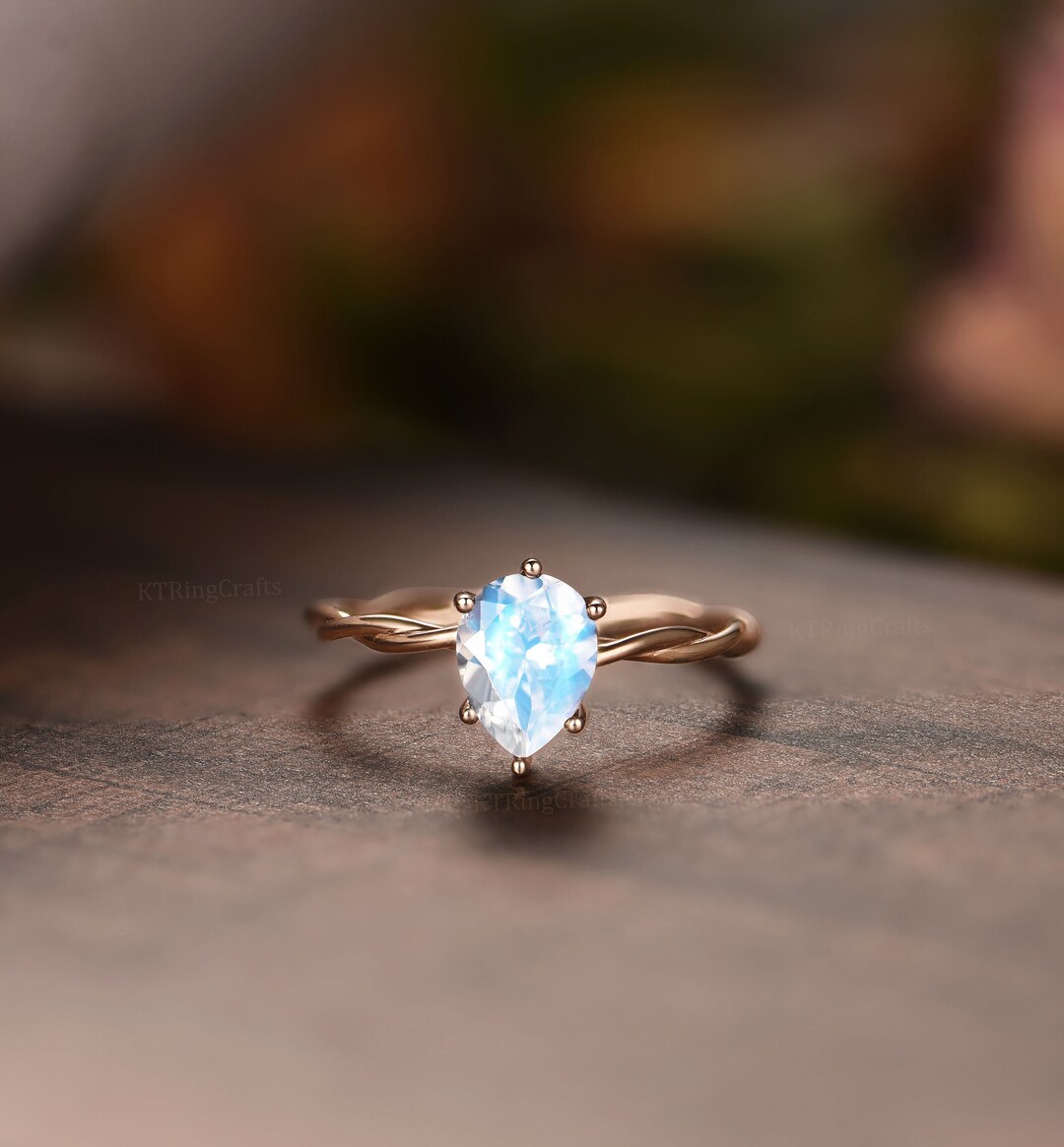 Pear Moonstone Engagement Ring,solitaire Moonstone Ring,infinity ...