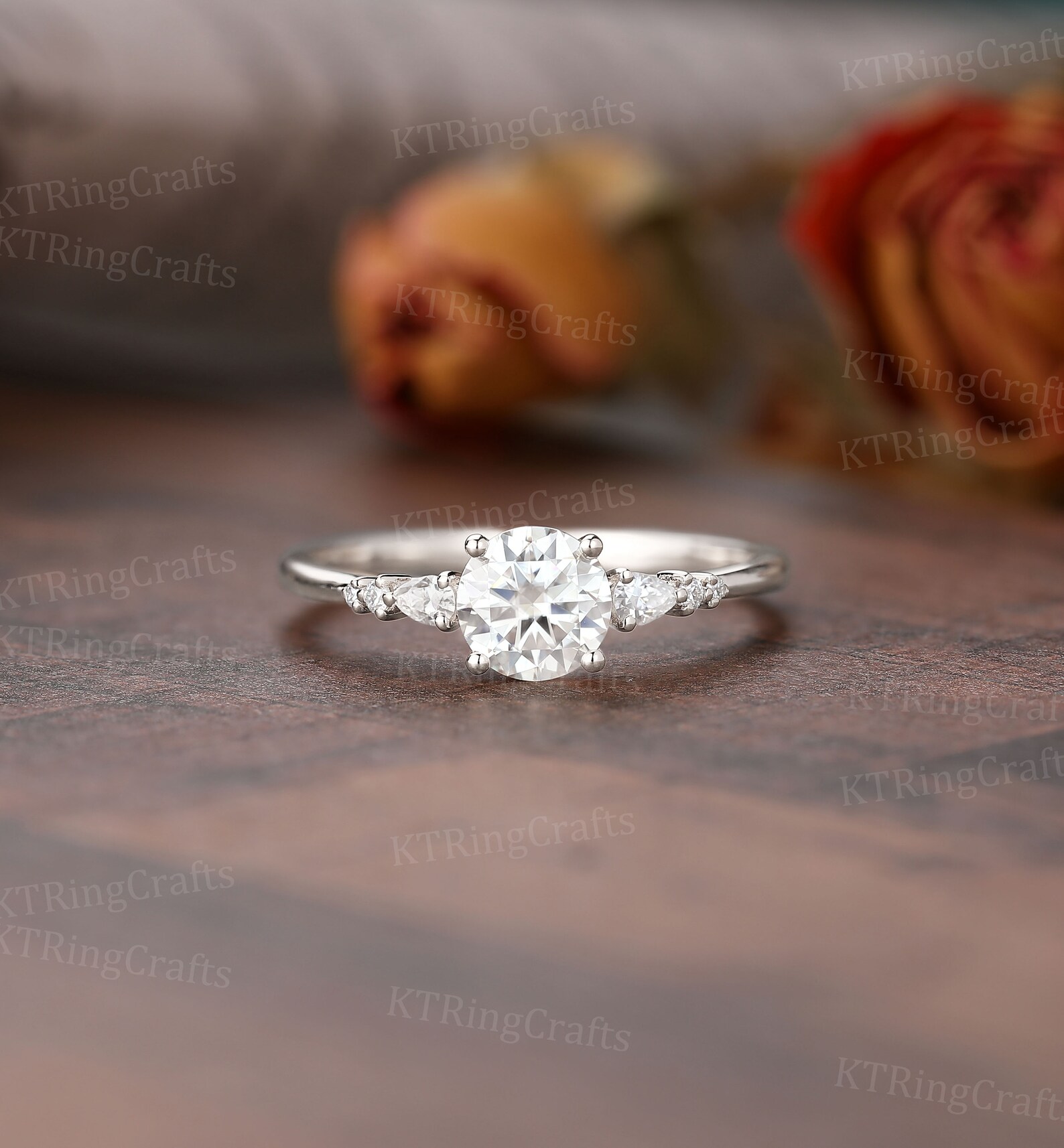 Vintage Moissanite Engagement Ring,round Moissanite Cluster Ring,solid Yellow Gold Diamond Ring ...