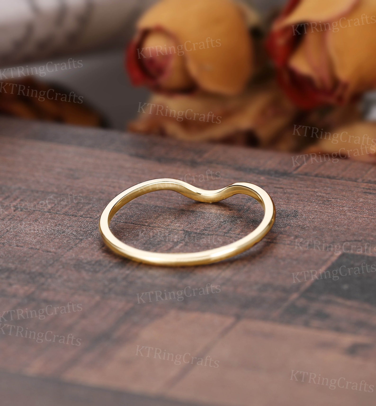 Plain Gold Wedding Bandcurved Wedding Bandsolid Rose Gold | Etsy