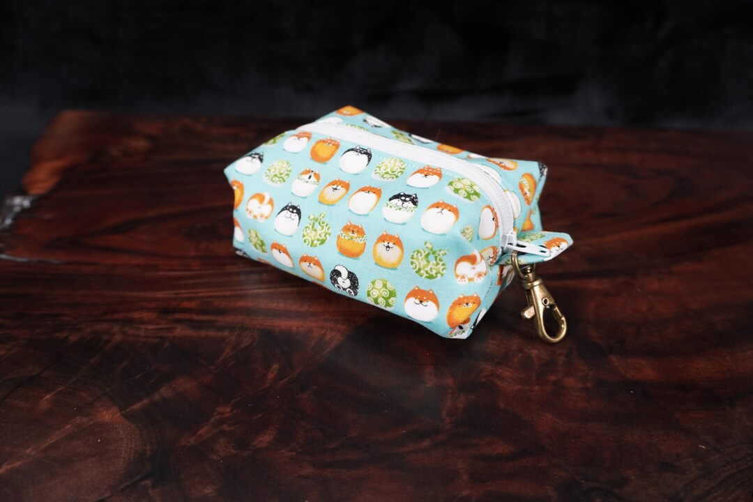 Round Shiba Inu Dog - Soft Small Boxy Pouch With Clip-on / Coin Purse ...