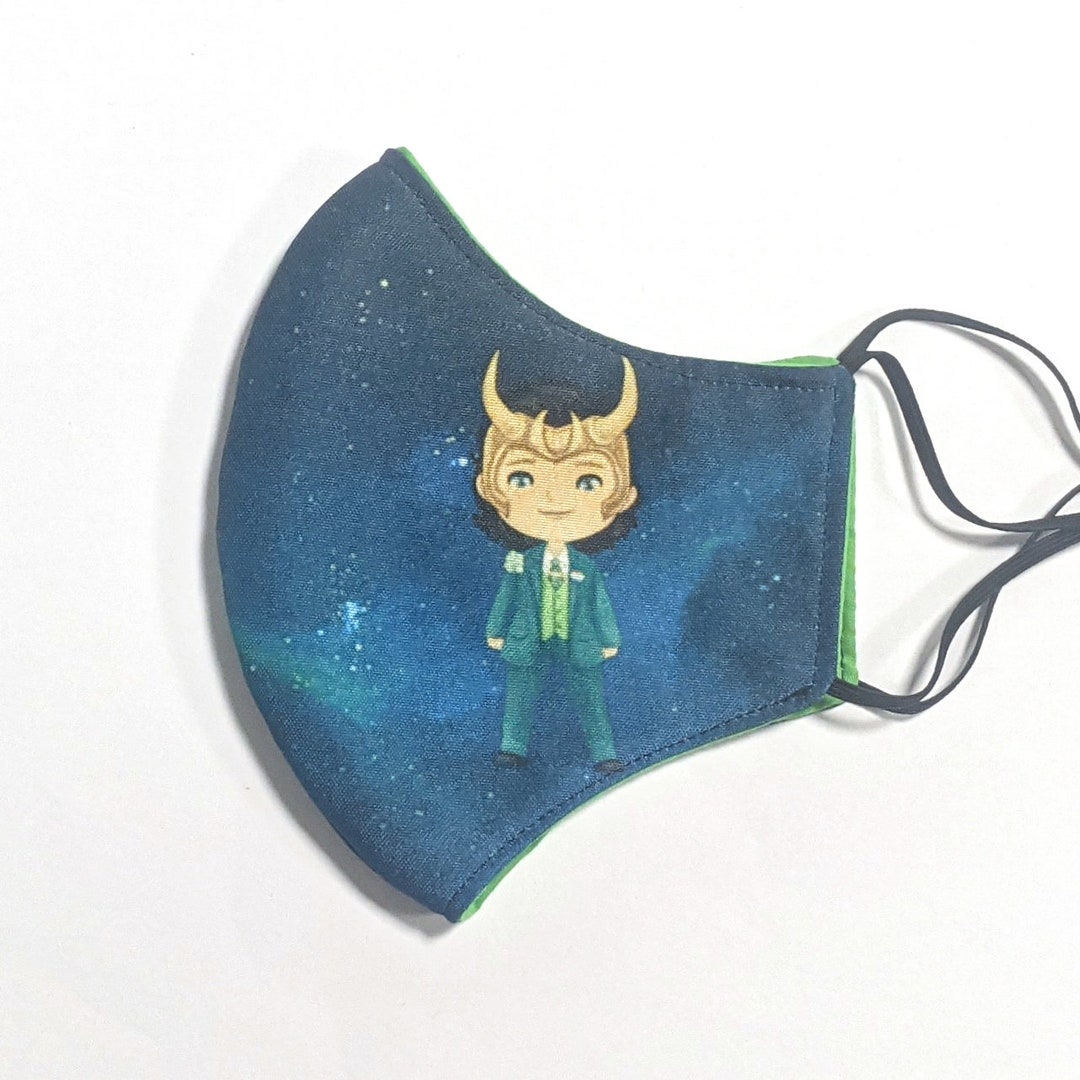 Handsewn Mask, Loki Inspired God of Mischief Face Covering, 3 Layer ...