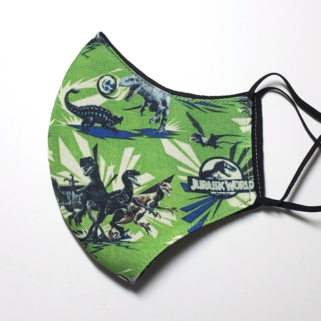 Inspired Jurassic Park Mask Green 3 Layer Handsewn Face Covering Face ...