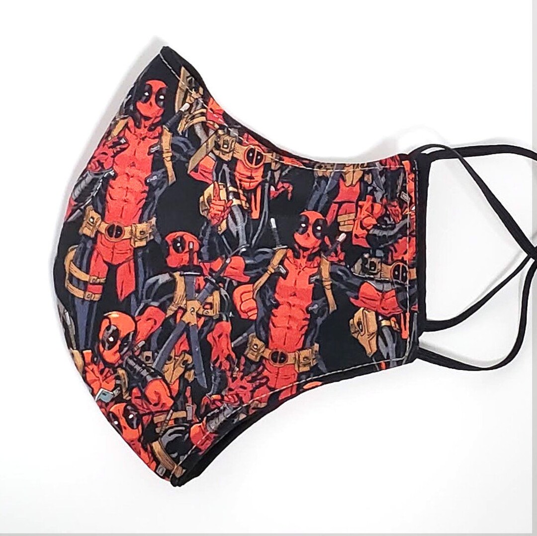 Hand-sewn Deadpool Fabric Face Covering, 2 Layer Marvel Hero Face Mask ...