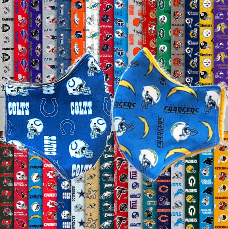 NFL Teams Fabric Masks Breathable With Adjustable Elastic - Etsy