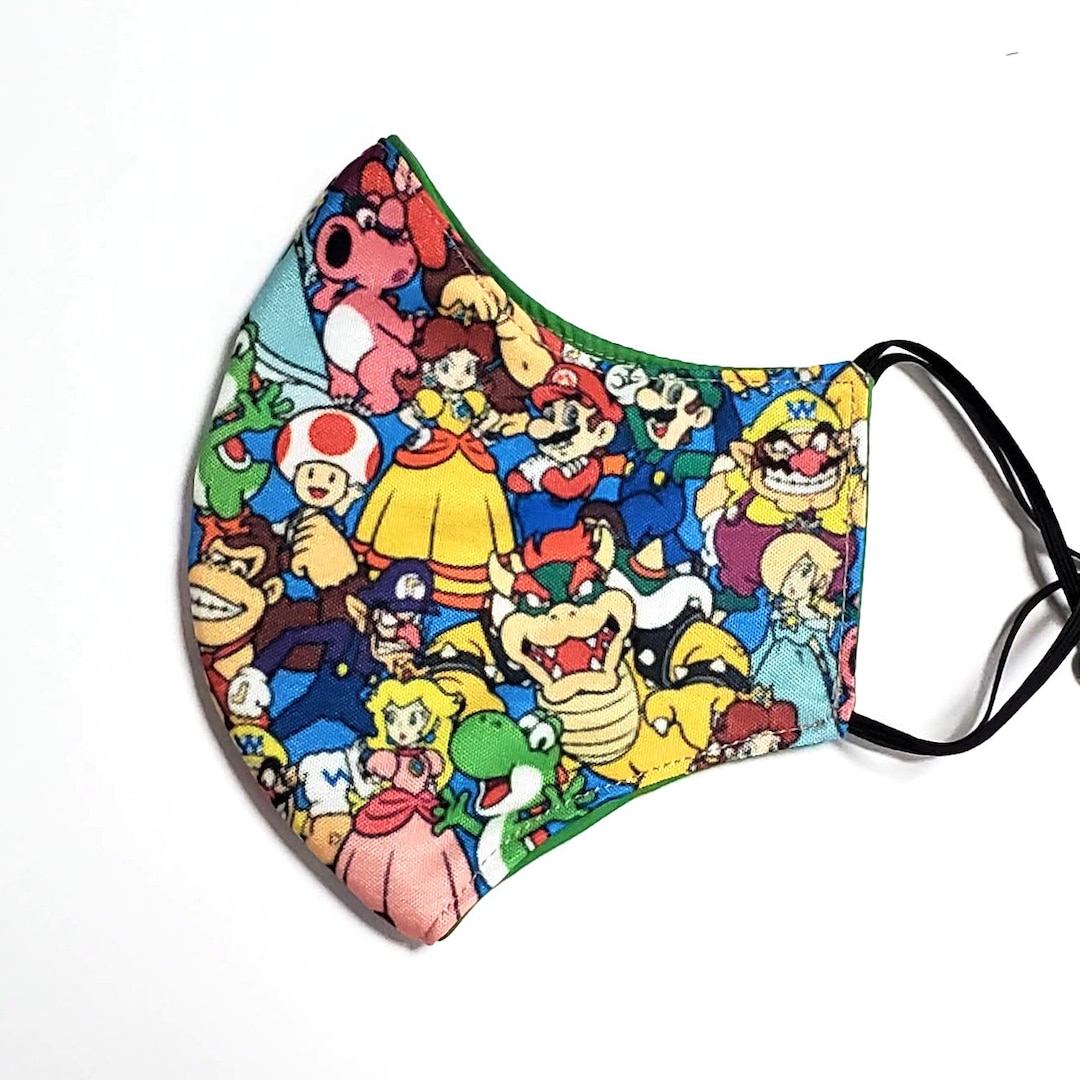Handsewn Mask, Super Mario Bros Fabric Face Covering, 2 Layer Nintendo ...