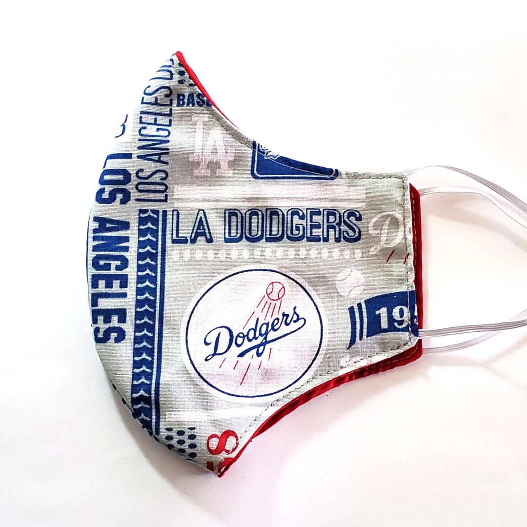 Dodgers Fabric Cotton Grey Collage Face Covering, 2 Layer MLB Baseball ...