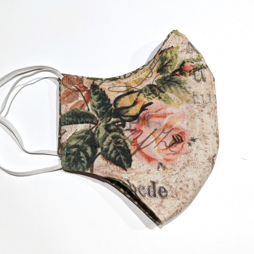 Tim Holtz Rose Parcel Hand-sewn Face Covering, Handmade Face Mask With ...