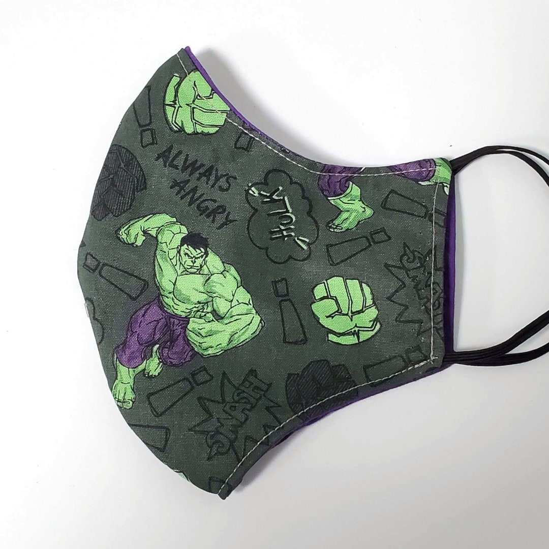 Hulk Fabric With Colorful Logos Face Covering, 2 Layer Avenger Hero ...