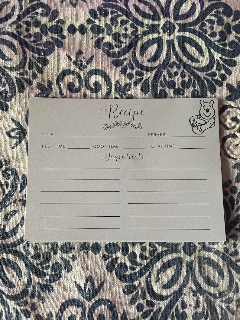 Winnie the Pooh Recipe Cards (pack of 20) - Etsy