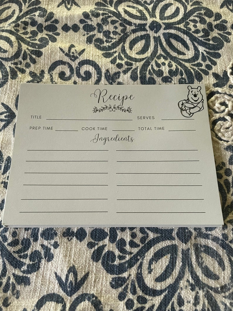 Winnie the Pooh Recipe Cards (pack of 20) - Etsy
