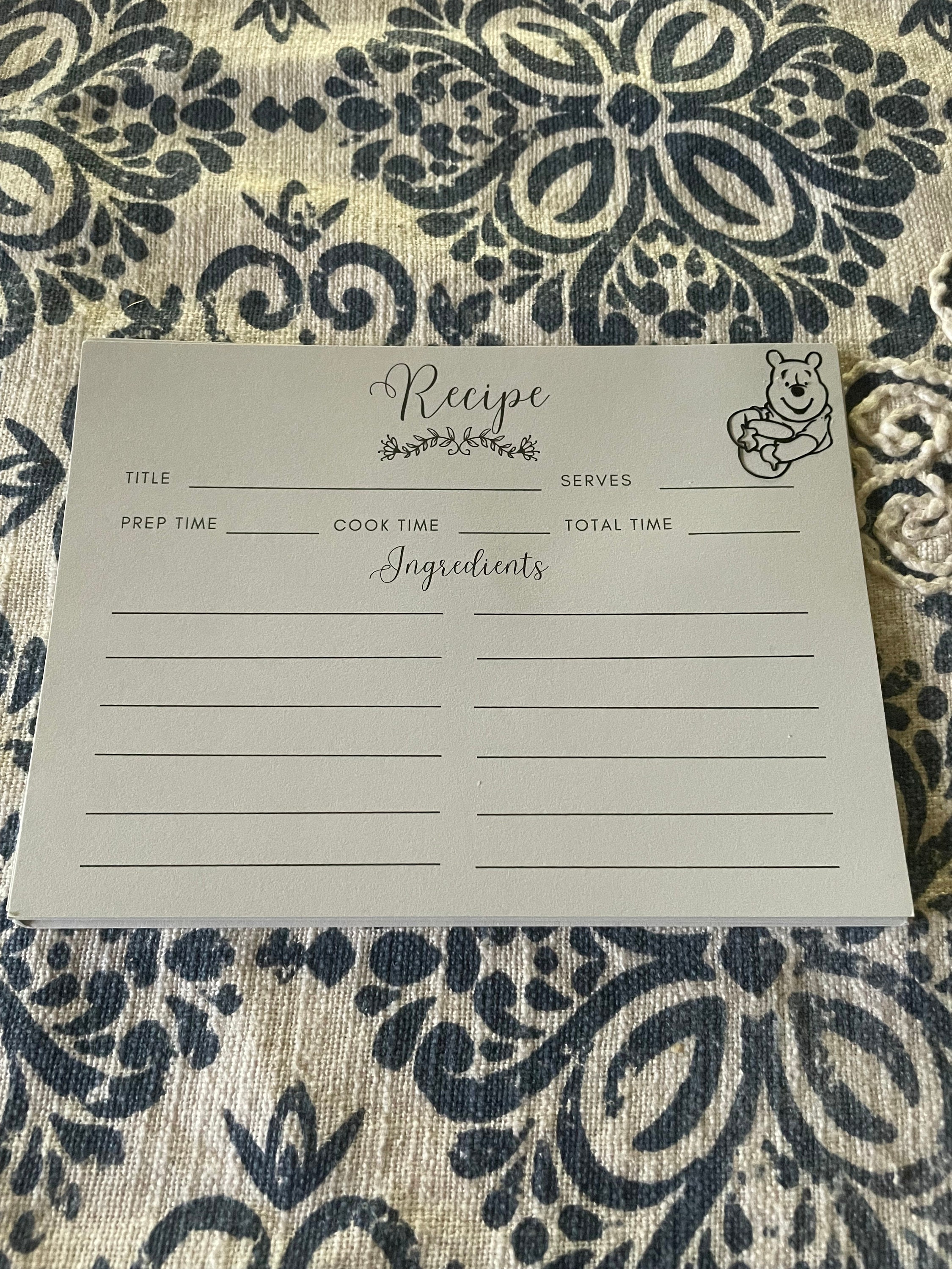 Winnie the Pooh Recipe Cards (pack of 20) - Etsy