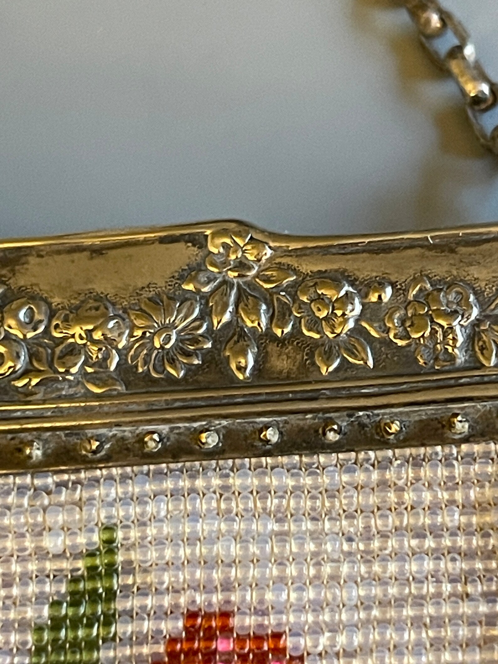 Large Antique Victorian Micro Beaded Peacock Purse W Silver Plate Frame ...