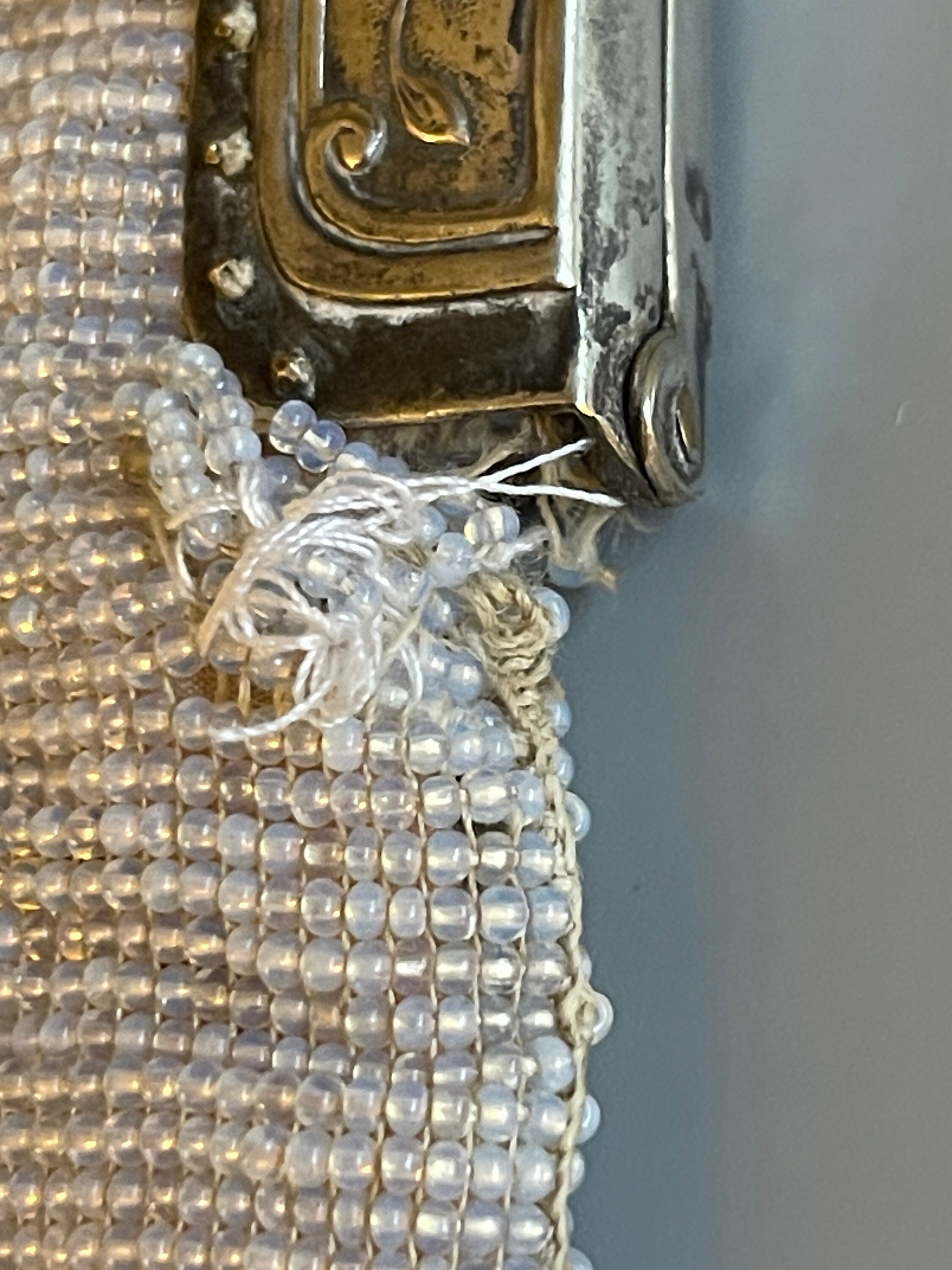 Large Antique Victorian Micro Beaded Peacock Purse W Silver Plate Frame ...