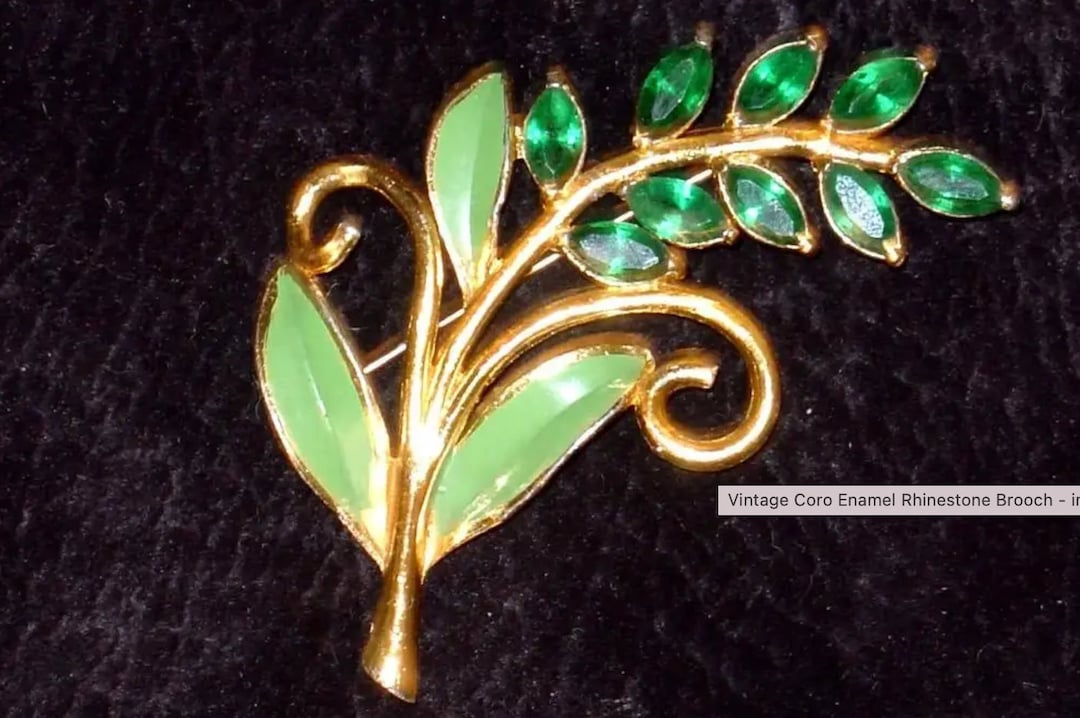 Vintage Coro Enamel Floral Rhinestone Brooch , Beautiful - Etsy