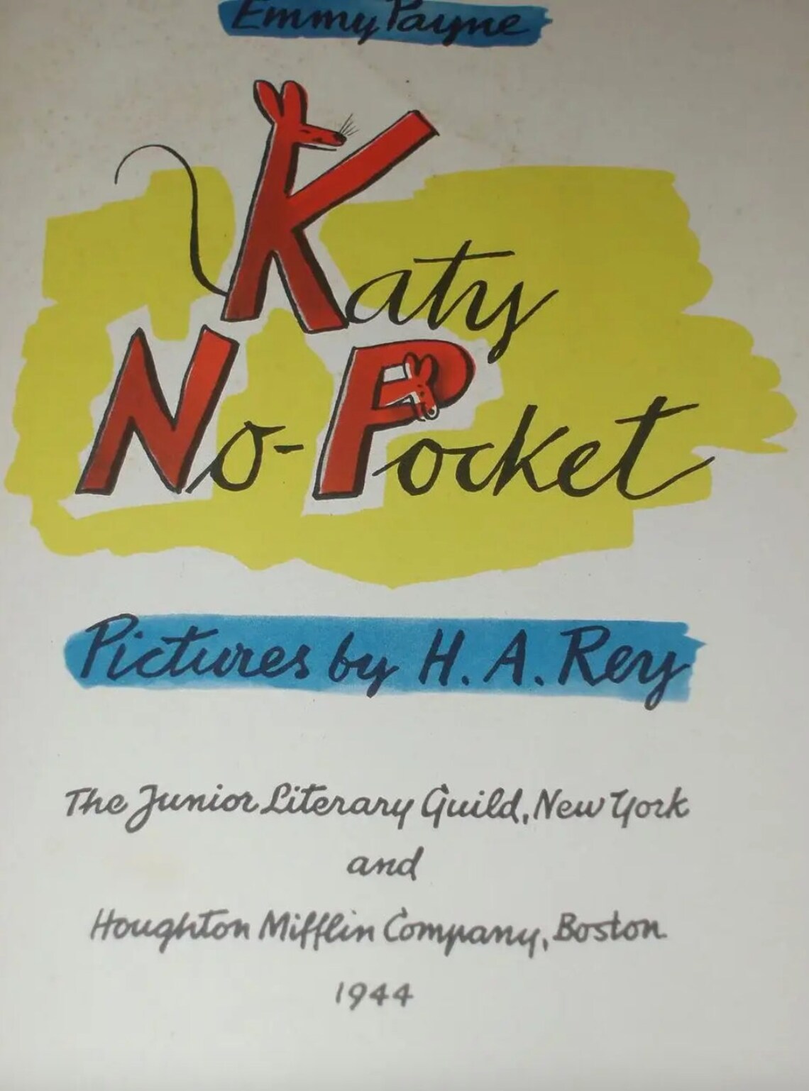 Katy No-pocket, 1944, 1st Edition , 1st Printing in DJ , H.A REY , Emmy ...
