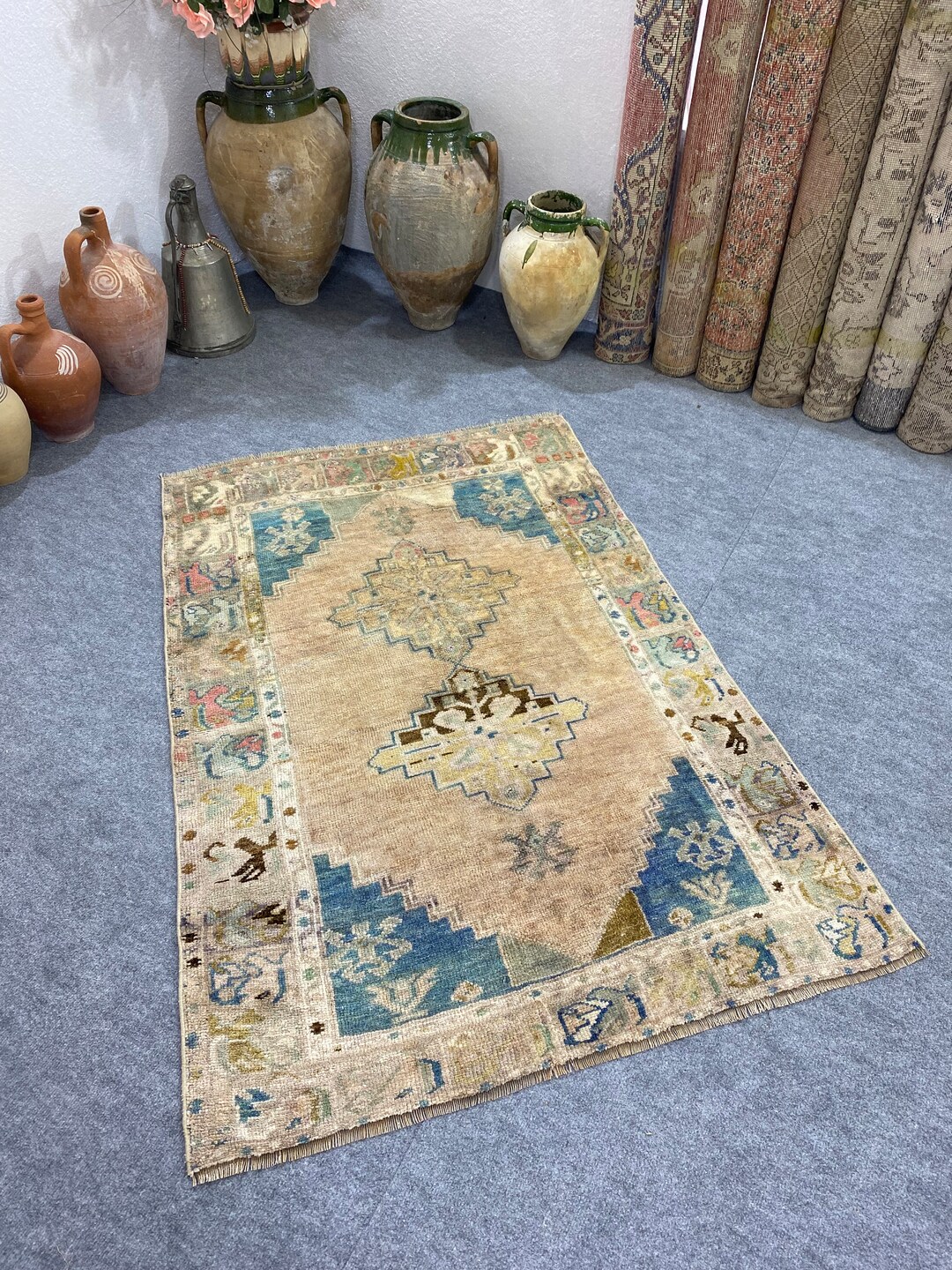 38x51 Feet 35x5'5 Oriental Rug,vintage Turkish Rug,oushak Green Rug ...