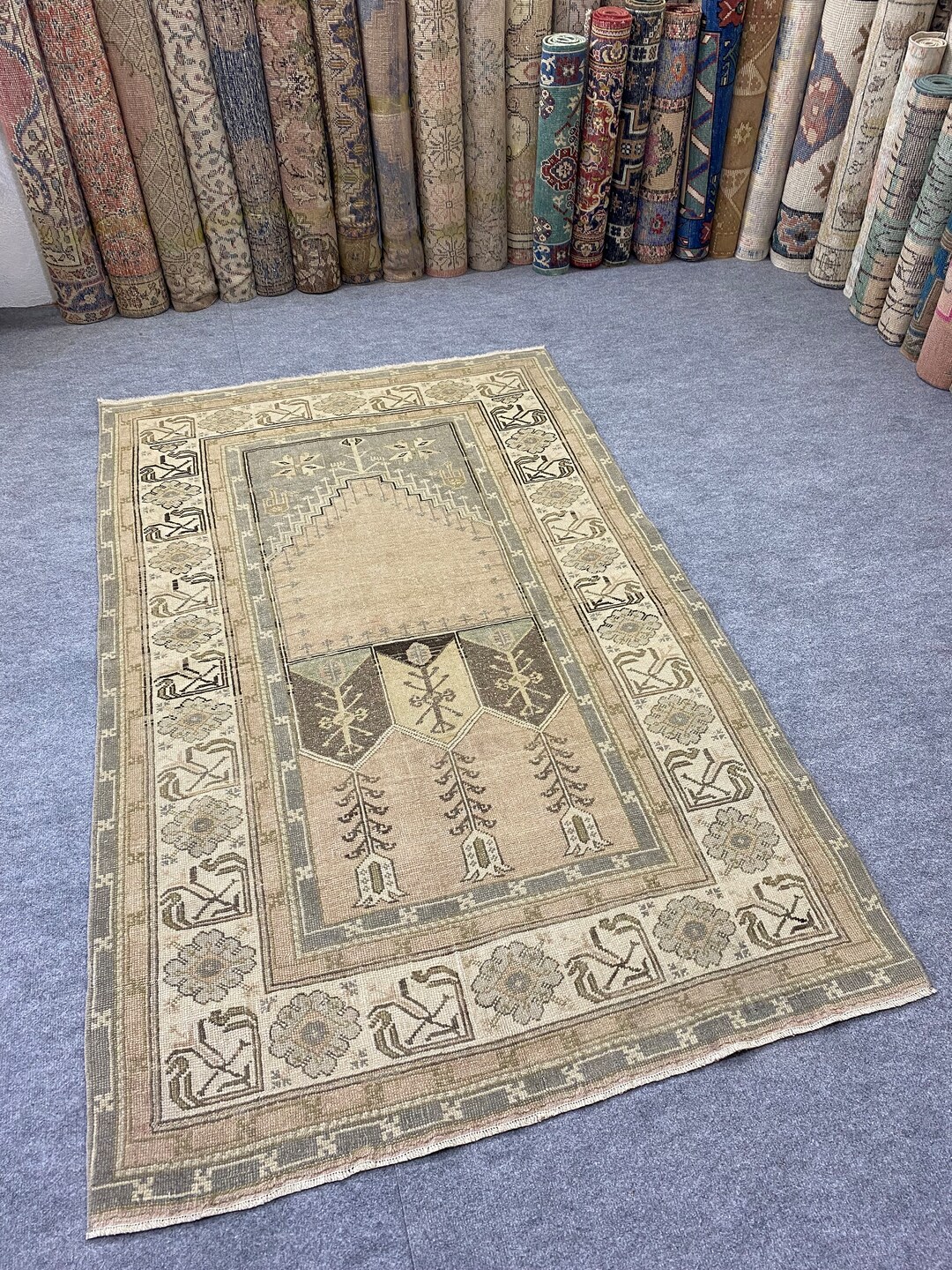 4x65 Ft Botanical Rug, Soft Colored Rug, Fancy Rug, Gallery Rug, Boho ...