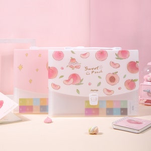 Cute Pink Peach File Folder 13 Pocket Folder Decorative Document Keeper ...