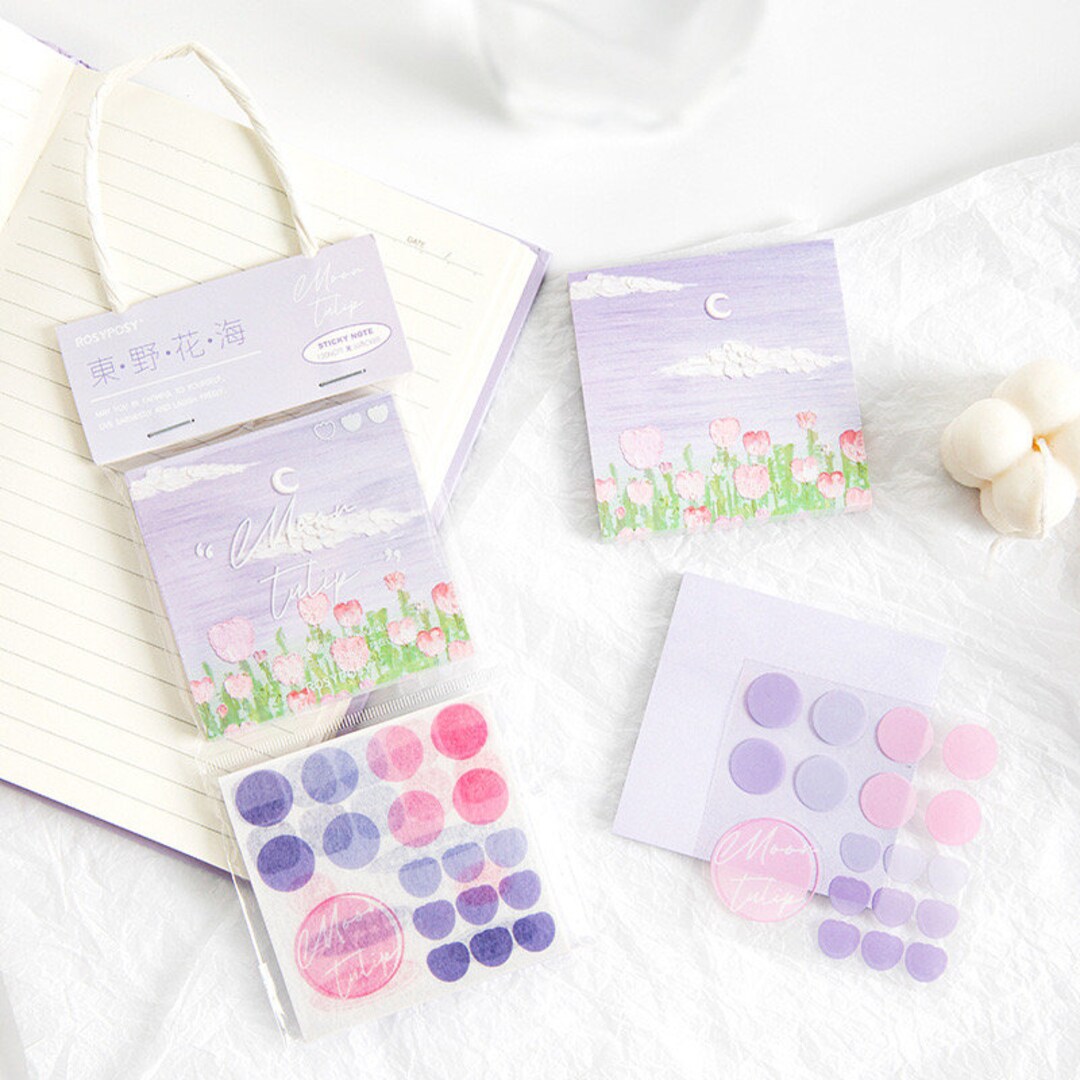 Flower Field Sticky Notes Set - 120 Post Notes 6 PET Stickers and 1 ...