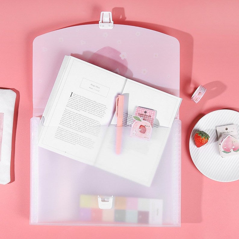 Cute Pink Peach File Folder 13 Pocket Folder Decorative - Etsy