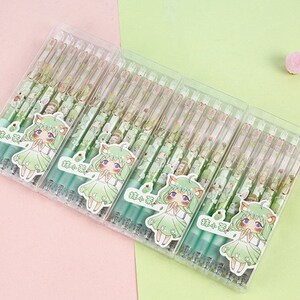 Matcha Fairy Black Ink Gel Pen Pack of 6 0.5mm Micro Point 6 Pens Set ...