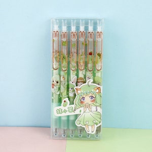 Matcha Fairy Black Ink Gel Pen Pack of 6 0.5mm Micro Point 6 Pens Set ...