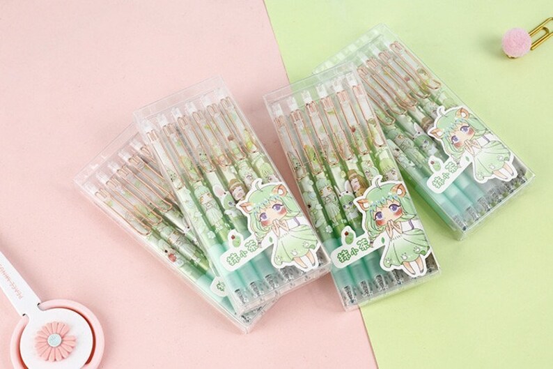 Matcha Fairy Black Ink Gel Pen Pack of 6 0.5mm Micro Point - Etsy