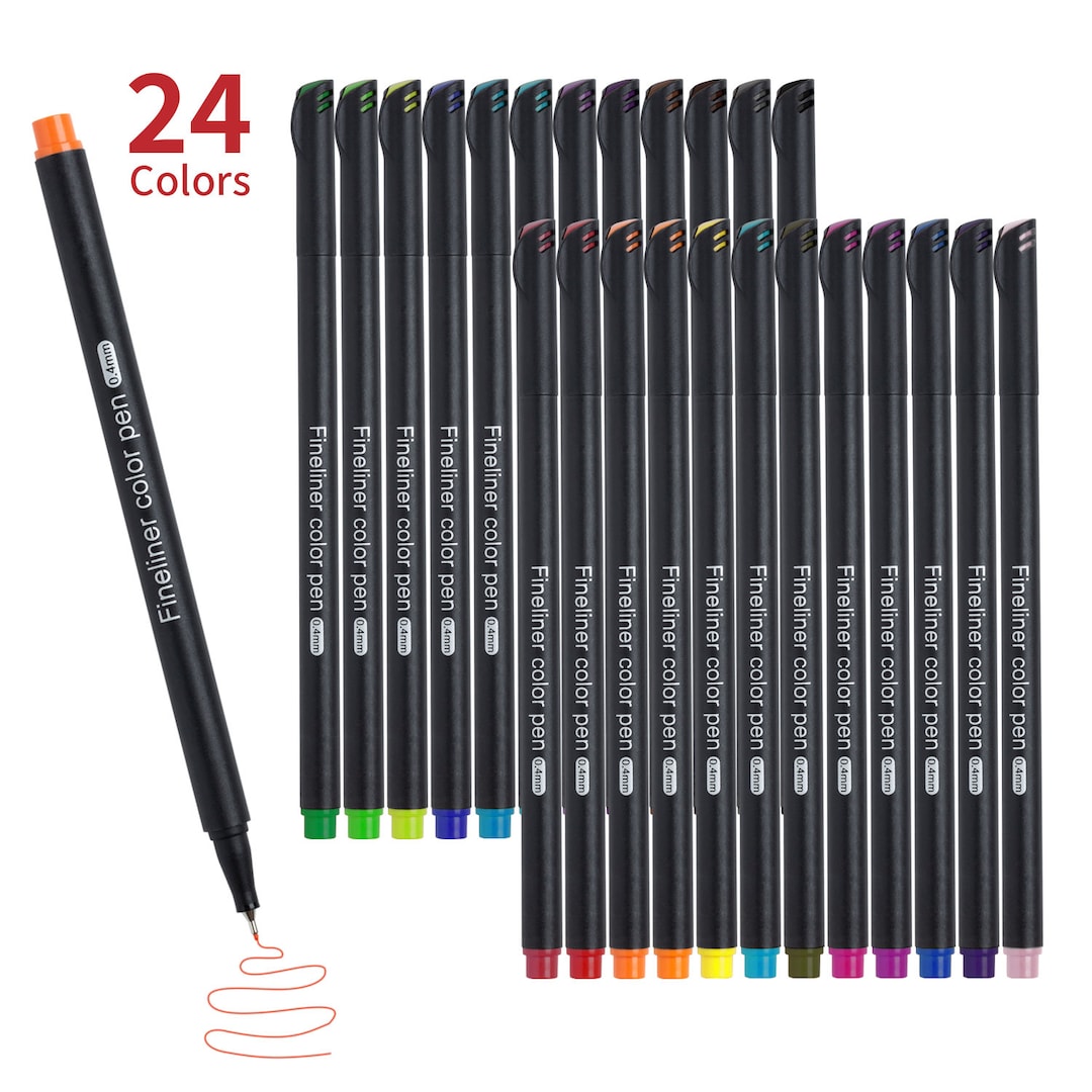 24 Color Fineliner Pens Set, Colored Sketch Writing Drawing Pens for ...