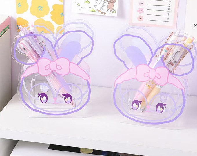 Purple Star Rabbit Pen Holder - Animal Desk Accessories - Funny Animal ...