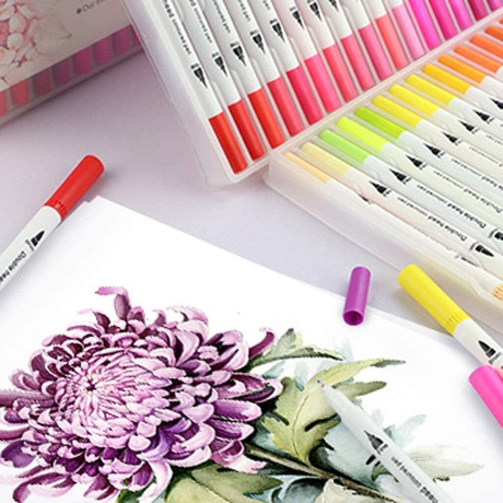 100 Farben Dual Tip Brush Art Marker - Stifte-Set zum Färben, Zeichnen ...
