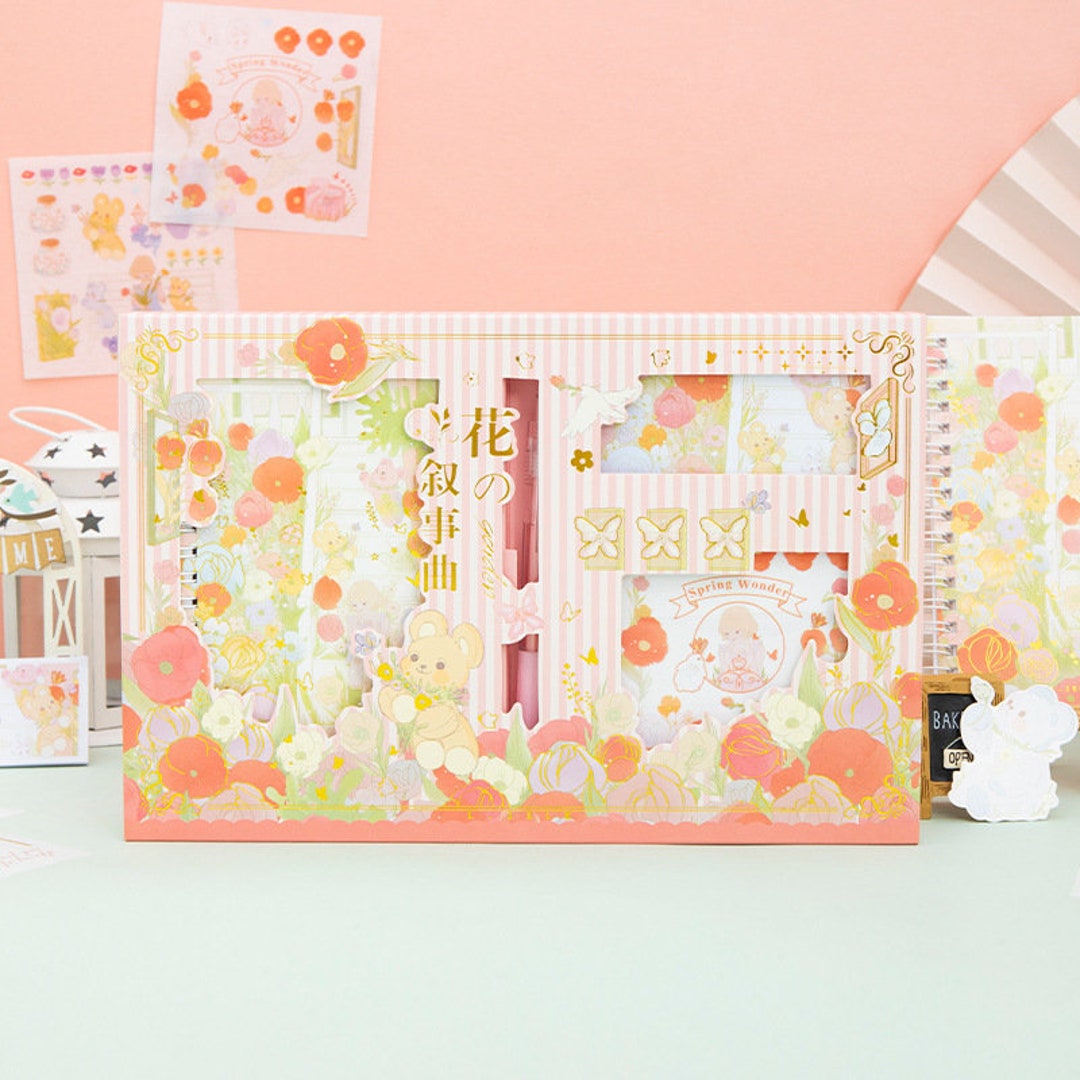 Flower Garden Notebook Gift Set Comes With Journal, Notepad, Stickers ...