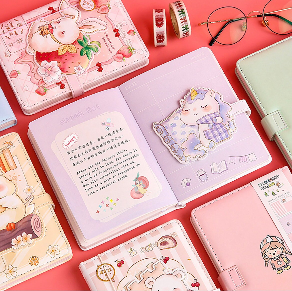 A5 Cute Animal Journal With Cute Bookmark - 224 Pages Soft Leather ...