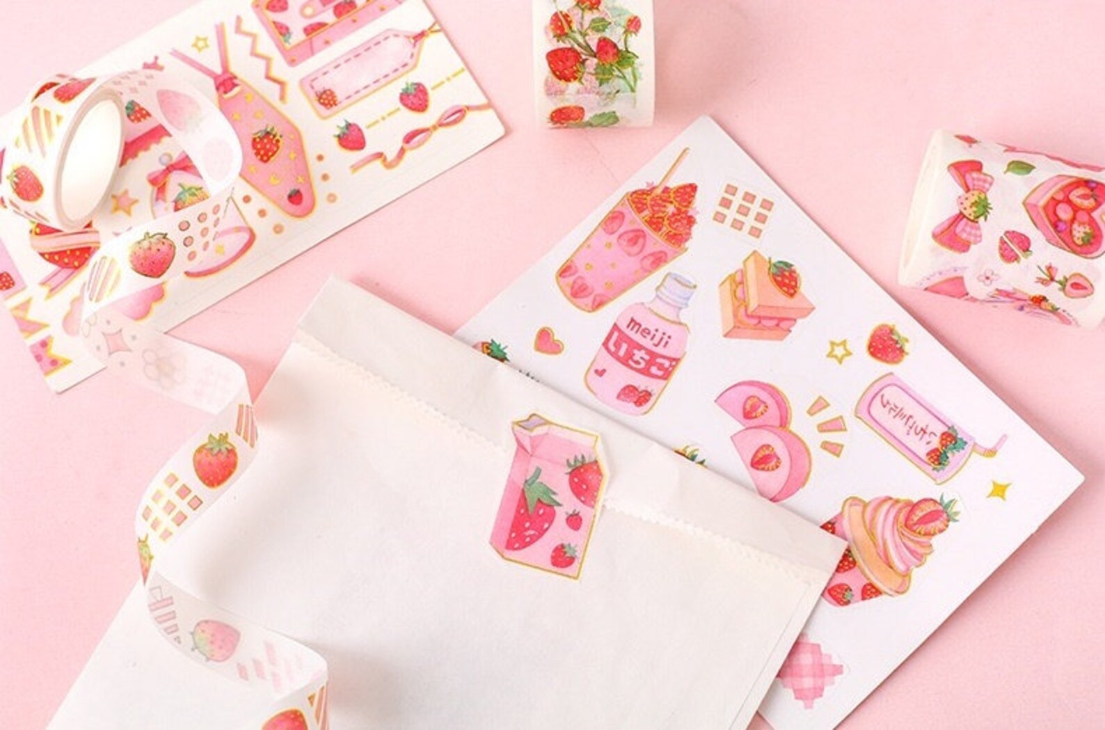 3m Strawberry Party Washi Tape Roll-washi Tape, Stickers, Planner and ...