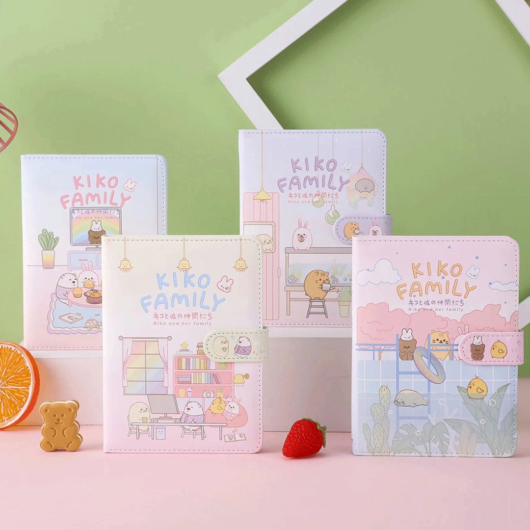 Kiko Family Notebook Kawaii 224 Pages Soft Leather Cover Planner Purple ...