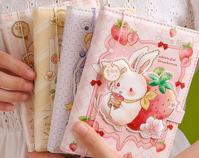 A5 Cute Animal Journal With Cute Bookmark - 224 Pages Soft Leather ...