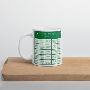 Virtual Meeting Bingo Mug Green Gameboard Version - Etsy