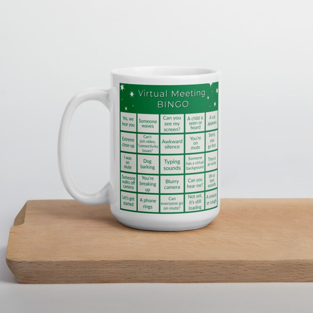 Virtual Meeting Bingo Mug Green Gameboard Version - Etsy