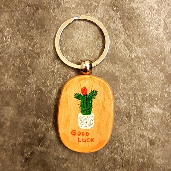 Wooden Cactus Key Chain - Etsy